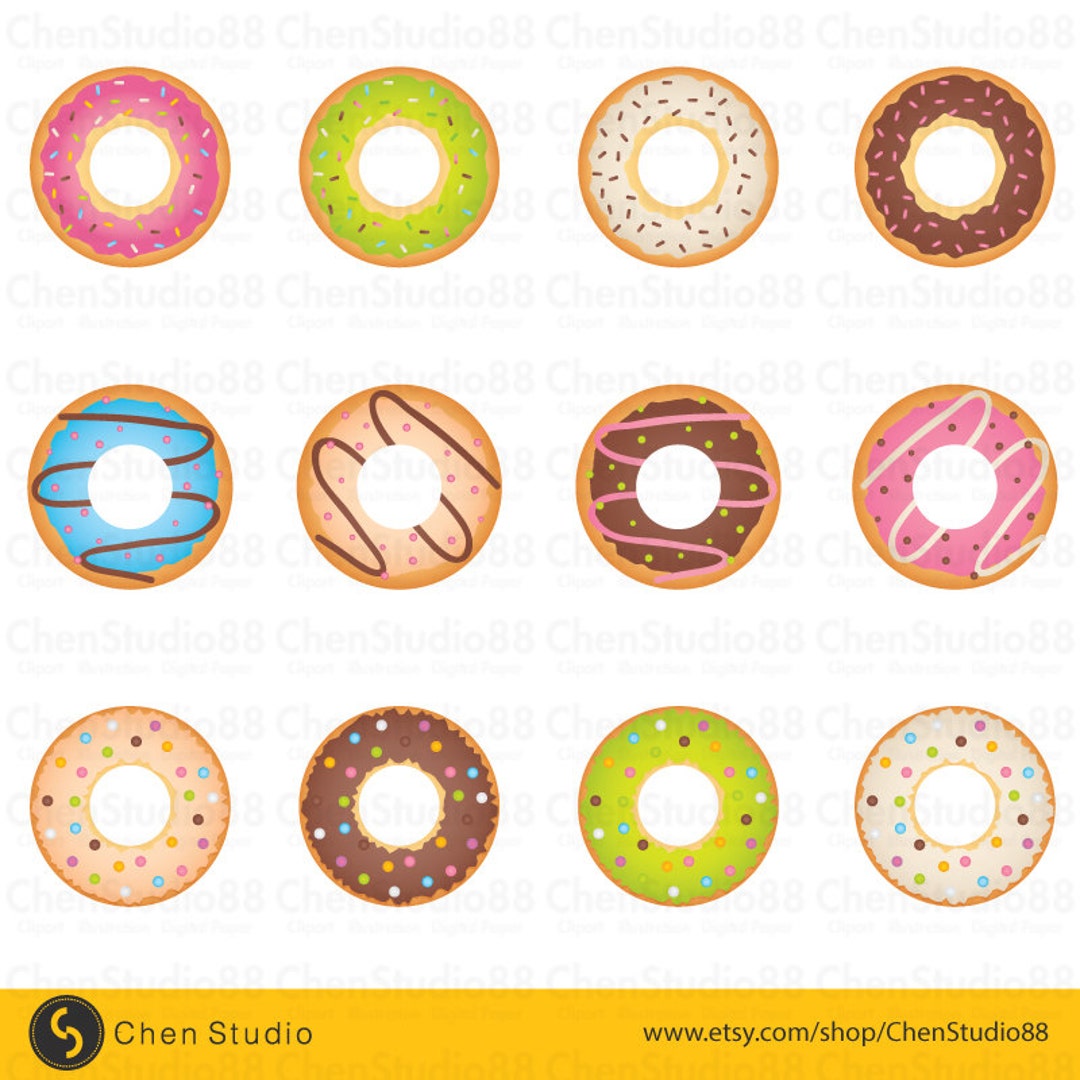 Donut Vector Digital Clipart Instant Download EPS, Pdf and PNG Files ...