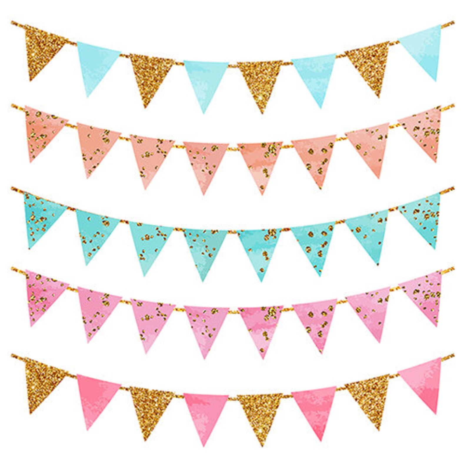 Glitter Bunting Cliparts_2digital Clipart Instant Download - Etsy