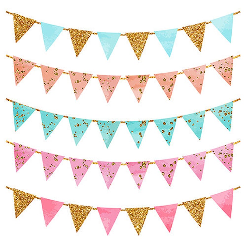 Glitter Bunting Cliparts_2digital Clipart Instant Download - Etsy