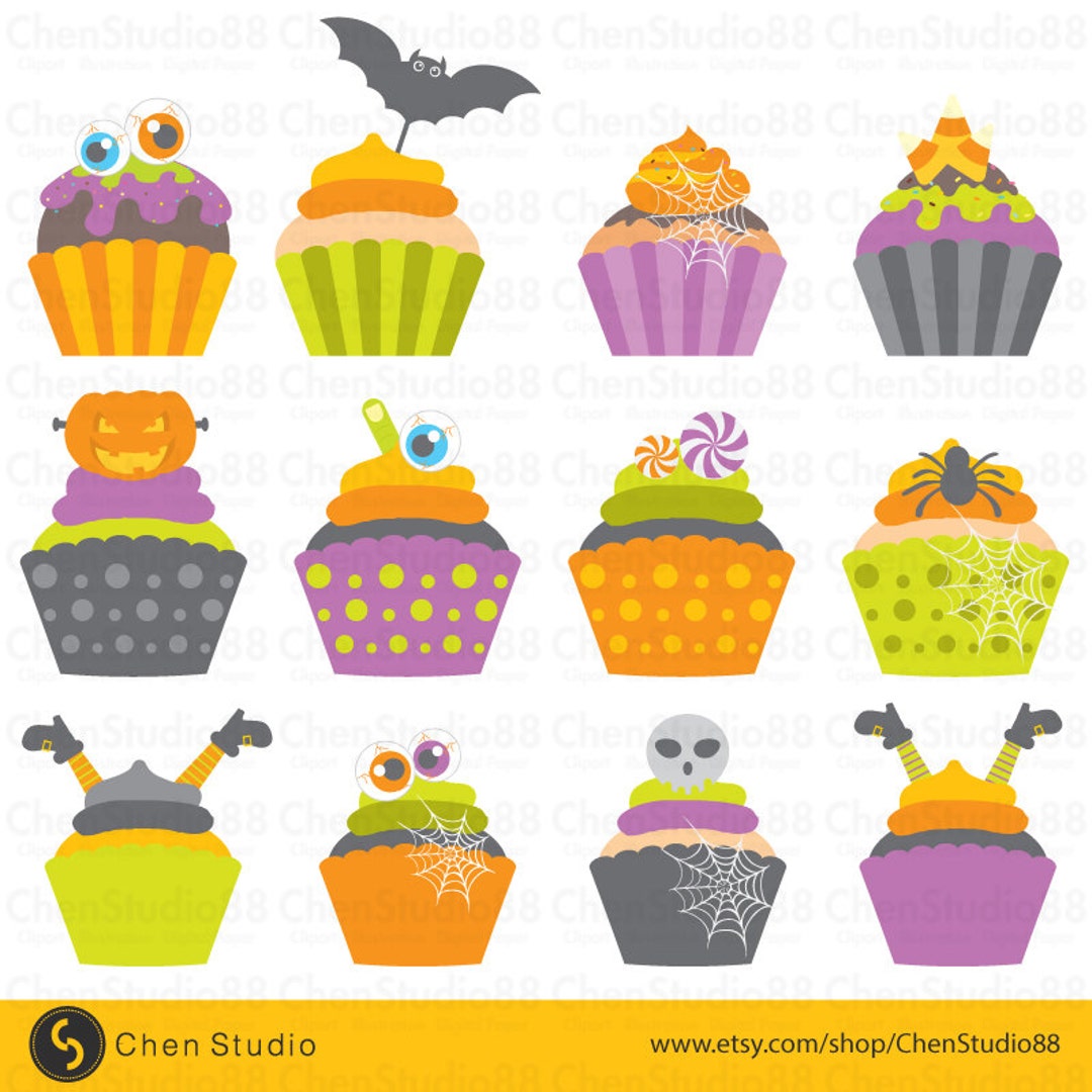 Halloween Cupcake Vector Digital Clipart Instant Download - Etsy