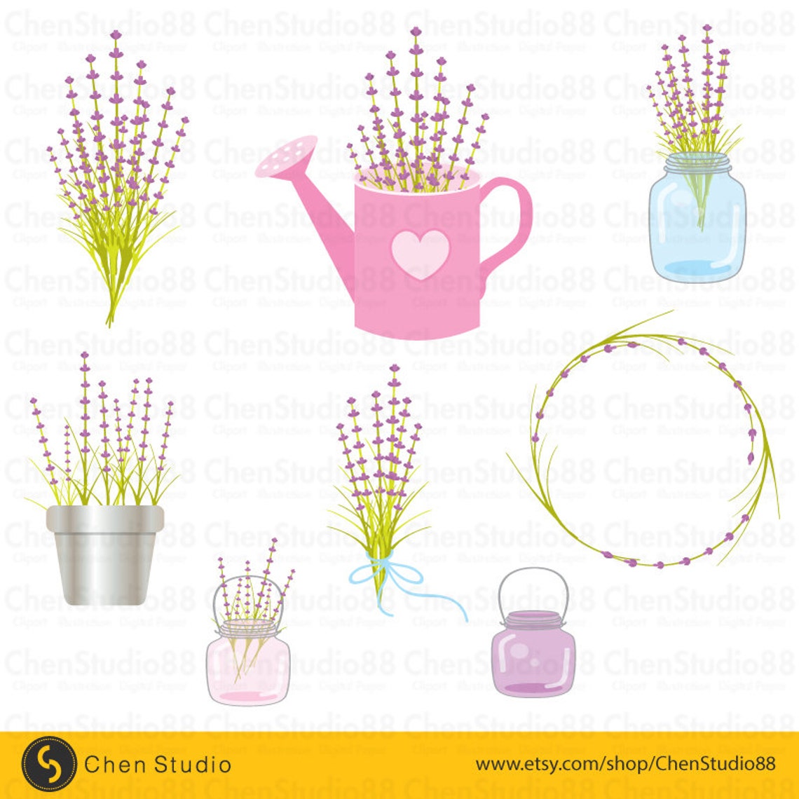 Lavender Vector Digital Clipart Instant Download EPS, Pdf and PNG Files ...