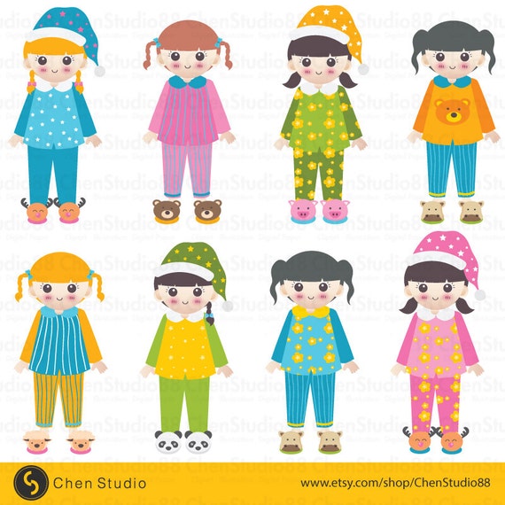 Pajamas clipart vector Digital Clipart Instant Download | Etsy
