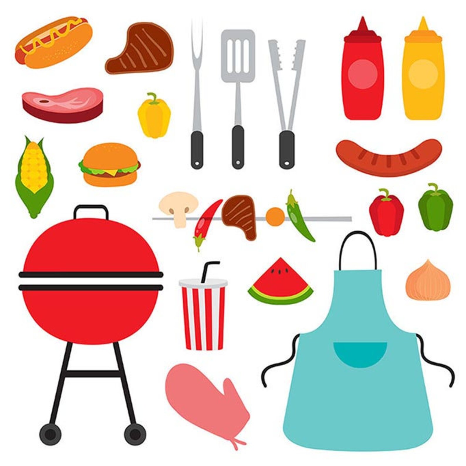 Cute Bbq Vector,digital Clipart Instant Download EPS, PNG Files ...