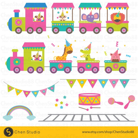 Vintage Circus Train Clip Art