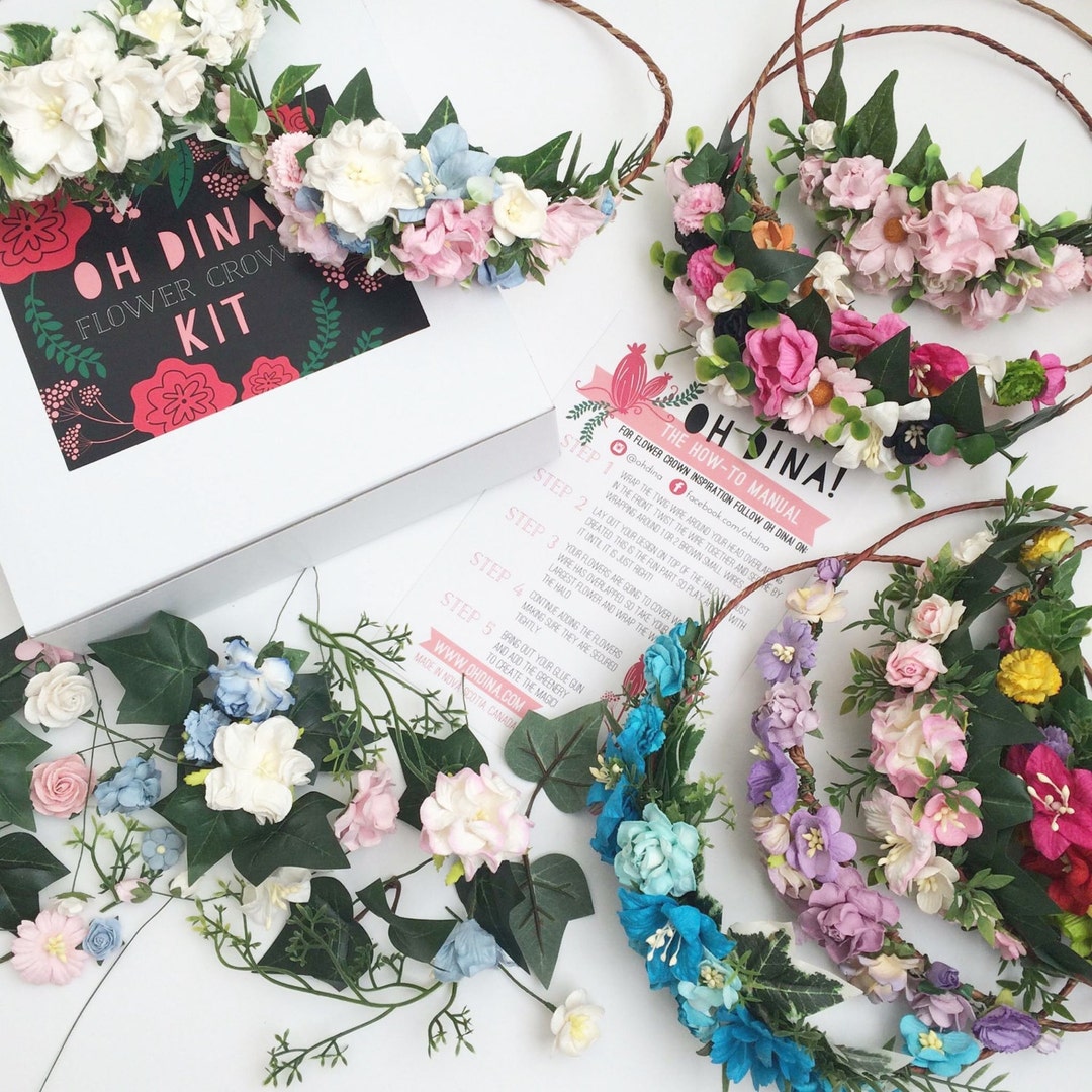 Bachelorette Party DIY Flower Crown Kits Set of 10 Bridesmaids Flower ...