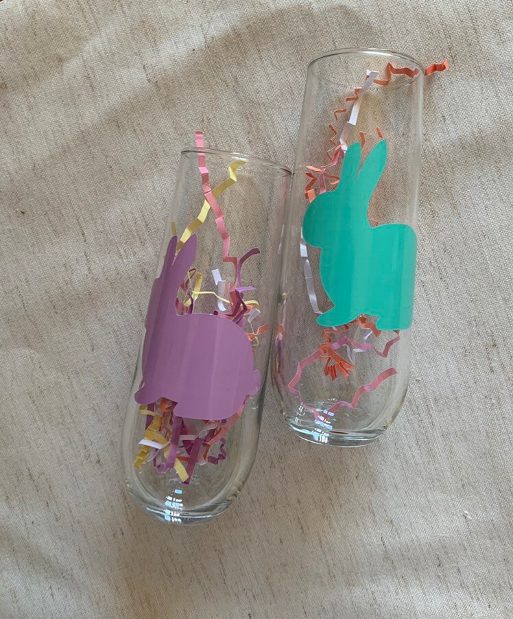 Easter Glasses/ Easter Dining/ Bunny Dining/ Bunny Glasses/ Hostess ...