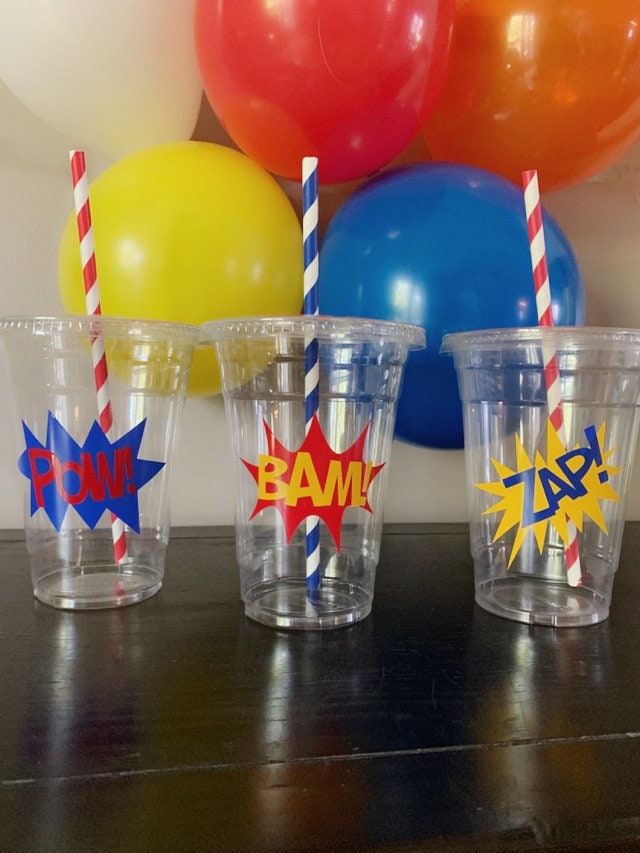Superhero Party Cups/ Super Hero Birthday Theme/ Superheroes Party ...