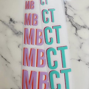 Sheet of Decals/two Letter Monogram/ Shadow Block Font Monogram ...