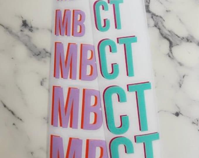 Sheet of Decals/two Letter Monogram/ Shadow Block Font Monogram ...