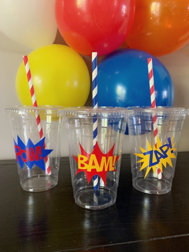 Superhero Party Cups/ Super Hero Birthday Theme/ Superheroes Party ...