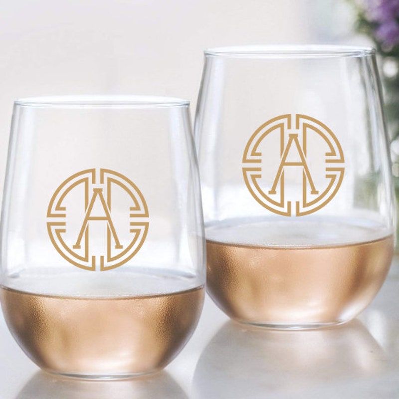 Monogrammed Glasses - Etsy