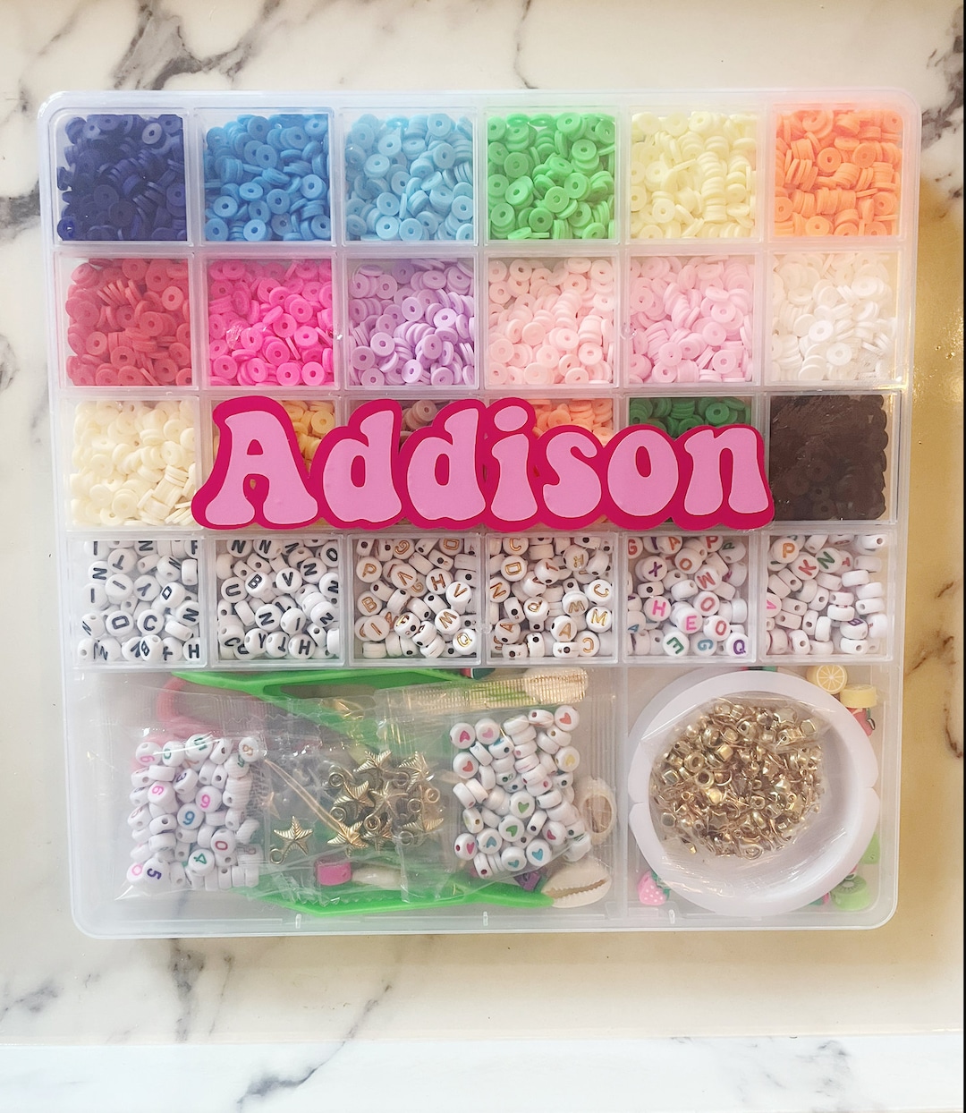 Monogrammed Clay Bead Kit/personalized Bead Kit/craft Kit/ Arts and ...