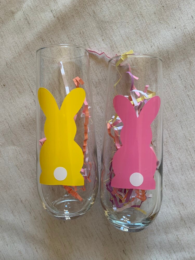 Easter Glasses/ Easter Dining/ Bunny Dining/ Bunny Glasses/ - Etsy