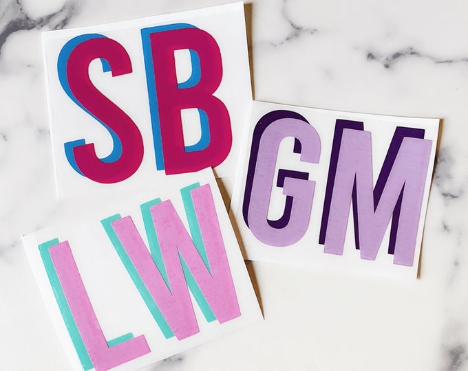 Two Letter Monogram/ Shadow Block Font Monogram/ Monogram Sticker ...