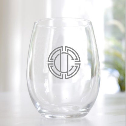 Monogram Wine Glasses/ Set of Monogram Glasses/ Personalized | Etsy