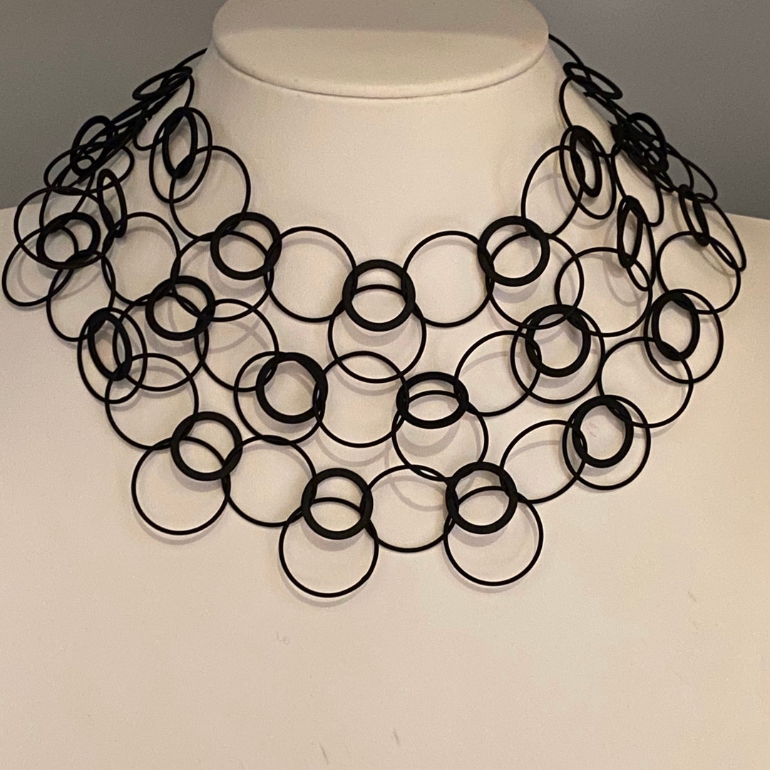 Black Long Chain Necklace, Edgy Glamour, Avant Garde Necklace, Quick ...