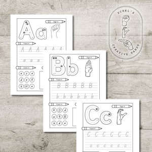 ASL Alphabet Numbers Tracing, Handwriting Chart, Letter Tracing ...