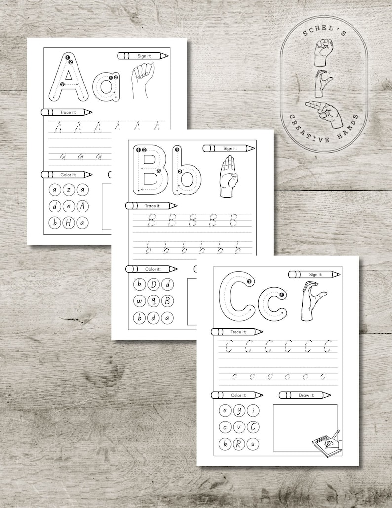 ASL Alphabet Numbers Tracing, Handwriting Chart, Letter Tracing ...