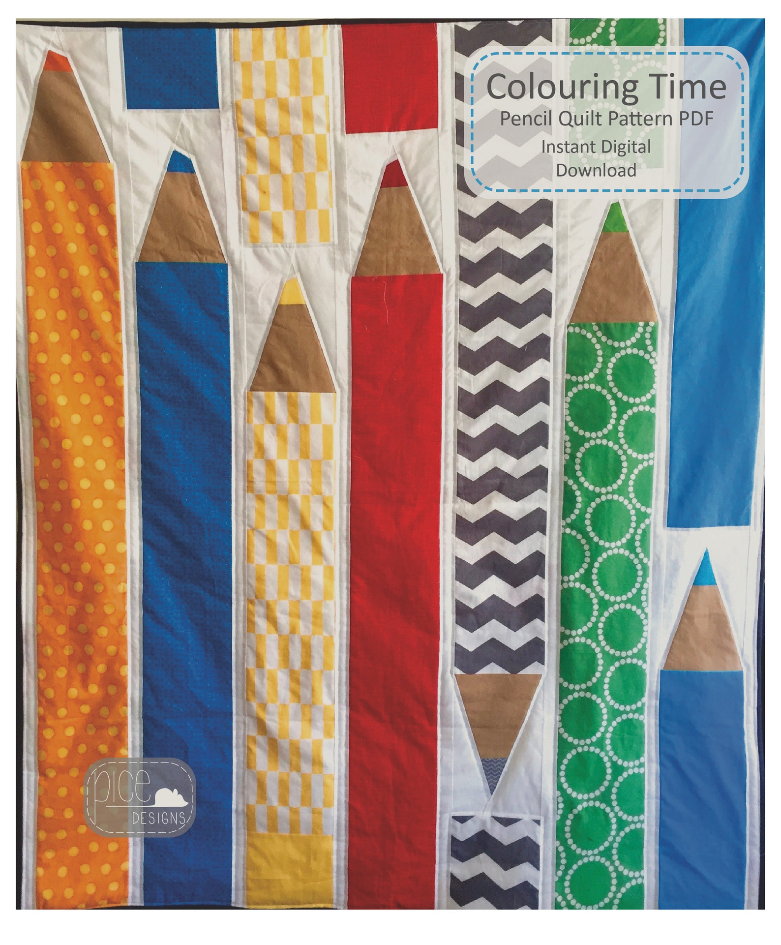 Colouring Time Pencil Quilt PDF Pattern - Etsy