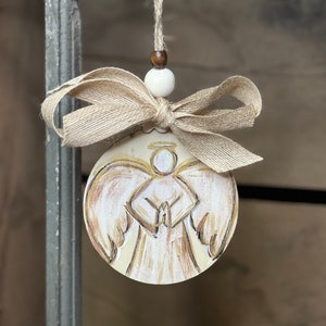 Hand-painted Praying Angel Round Ornament - Etsy