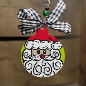 Hand-painted Santa Face Round Ornament - Etsy