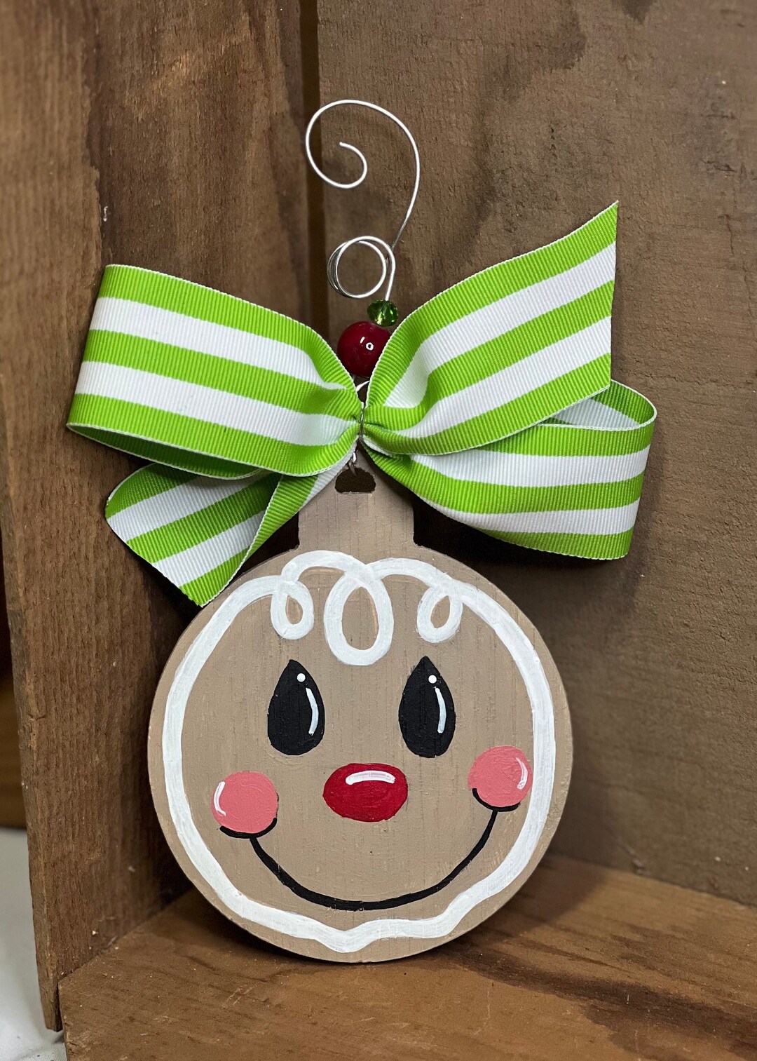 Hand-painted Gingerbread Boy Round Ornament - Etsy