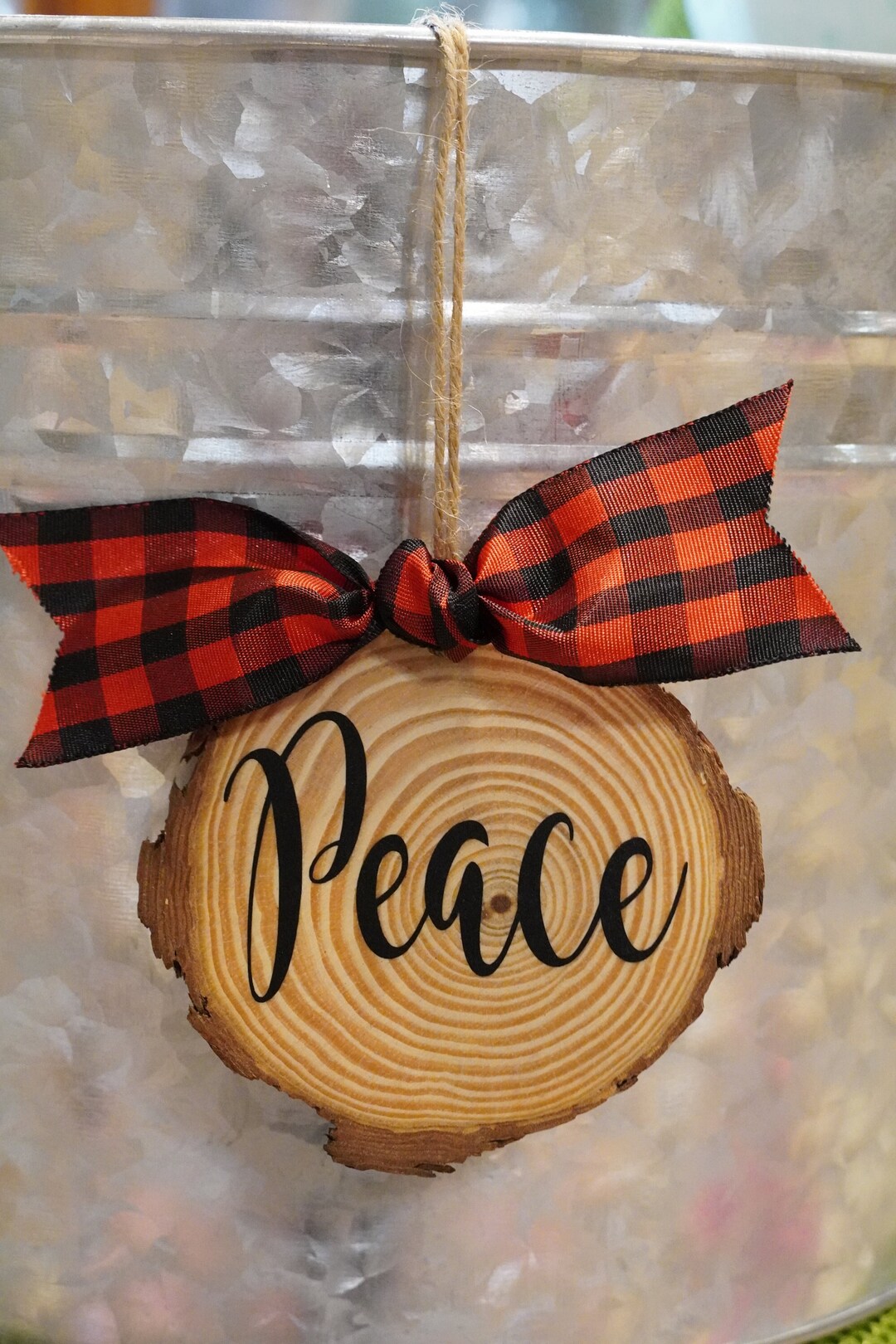 Peace Wood Slice Ornament - Etsy