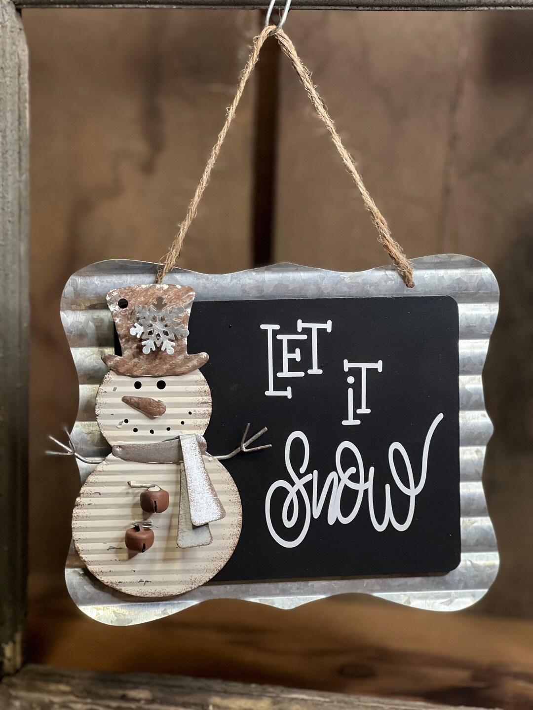 Let It Snow Metal Snowman Ornament Plaque - Etsy