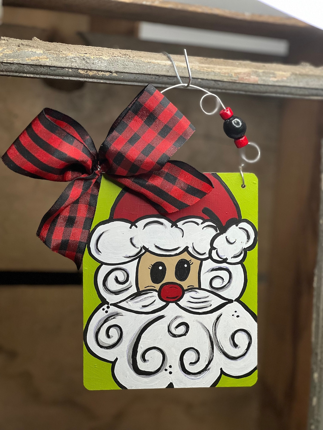 Hand-painted Santa Face Plaque - Etsy