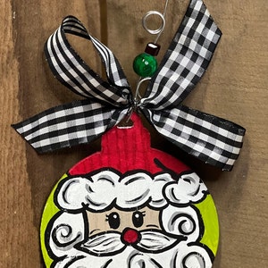 Hand-painted Santa Face Round Ornament - Etsy
