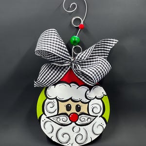 Hand-painted Santa Face Round Ornament - Etsy