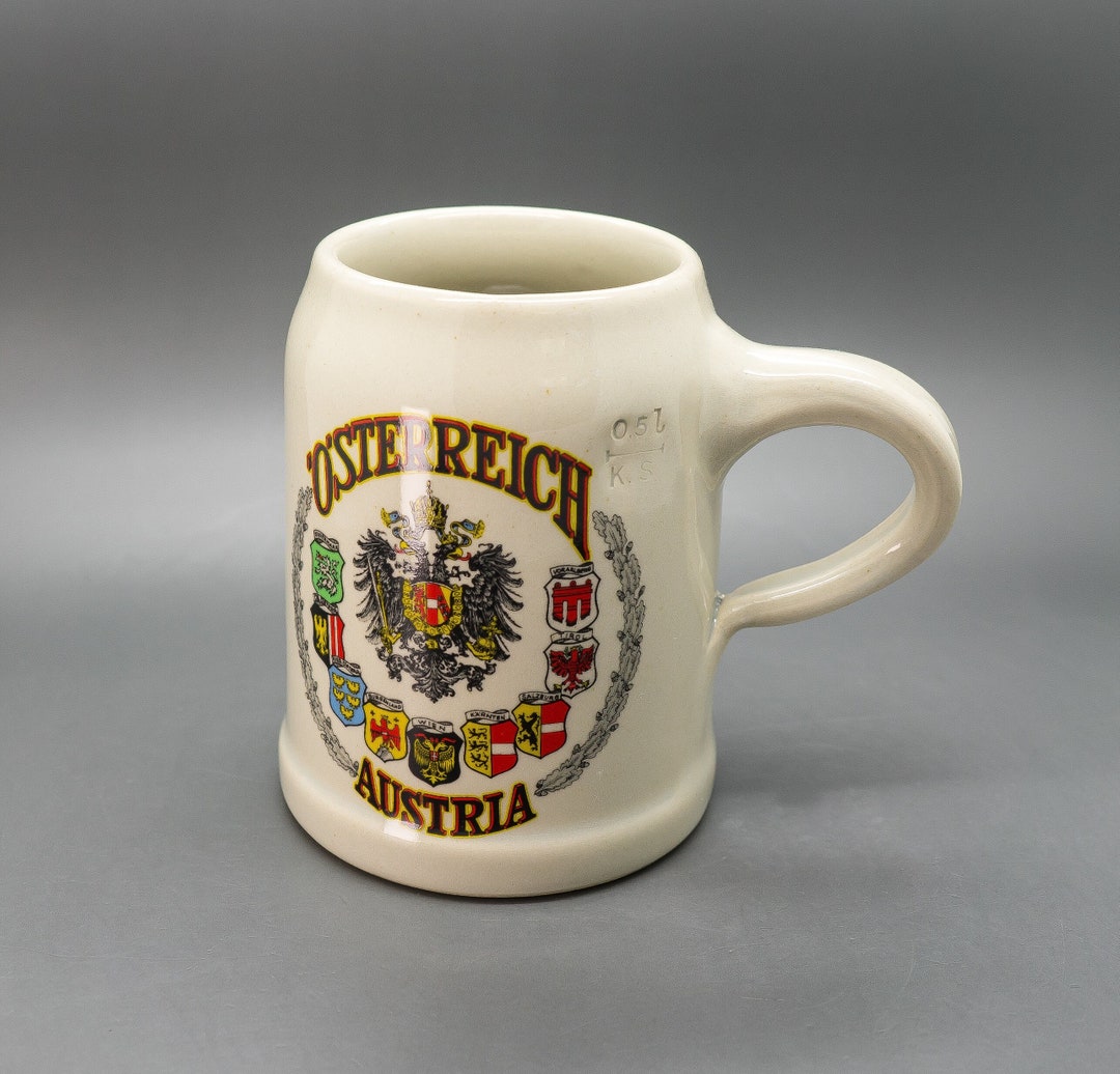 Vintage Osterreich Austria Beer Stein Mug Colorful Estate Stein Pipe ...