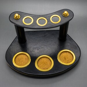 Vintage Dunhill Leather Covered 3-place Pipe Stand Brass Collars Pipe ...