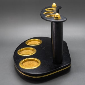 Vintage Dunhill Leather Covered 3-place Pipe Stand Brass Collars Pipe ...