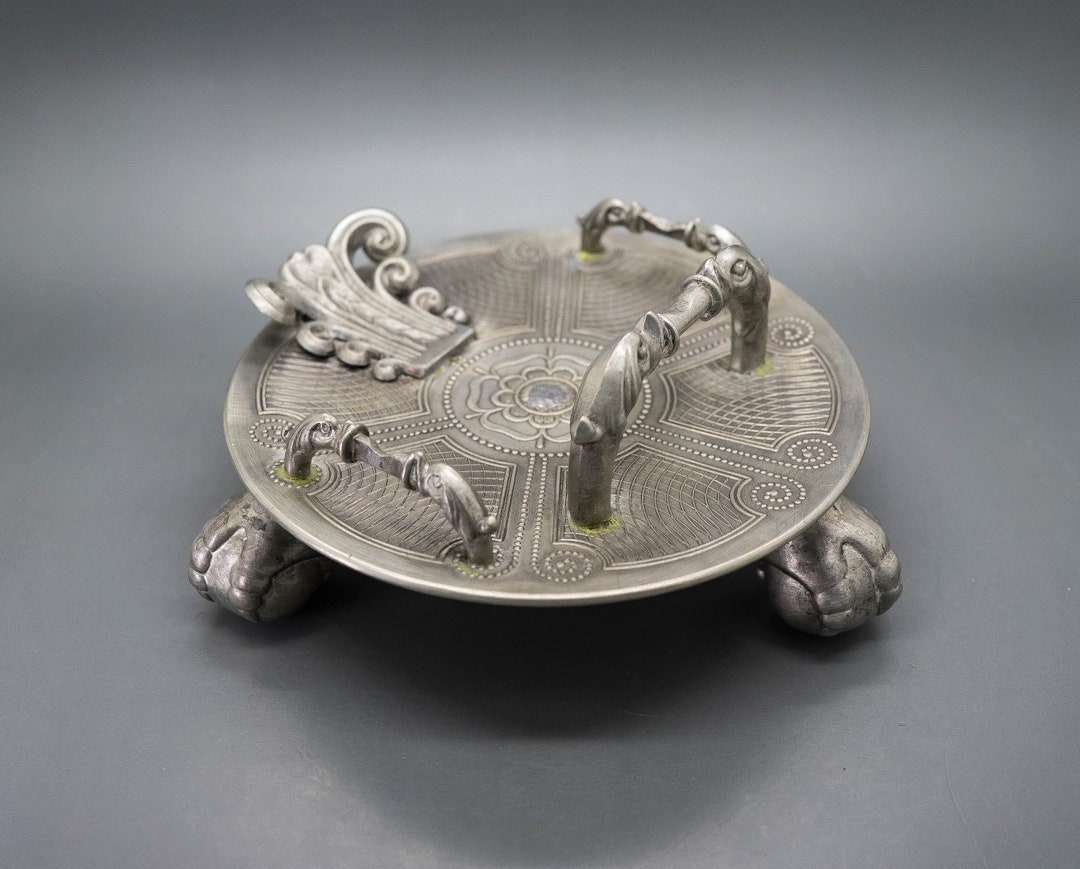 Vintage German Fein Zinn Heavy Pewter Ornate Pipe Holder/stand ...