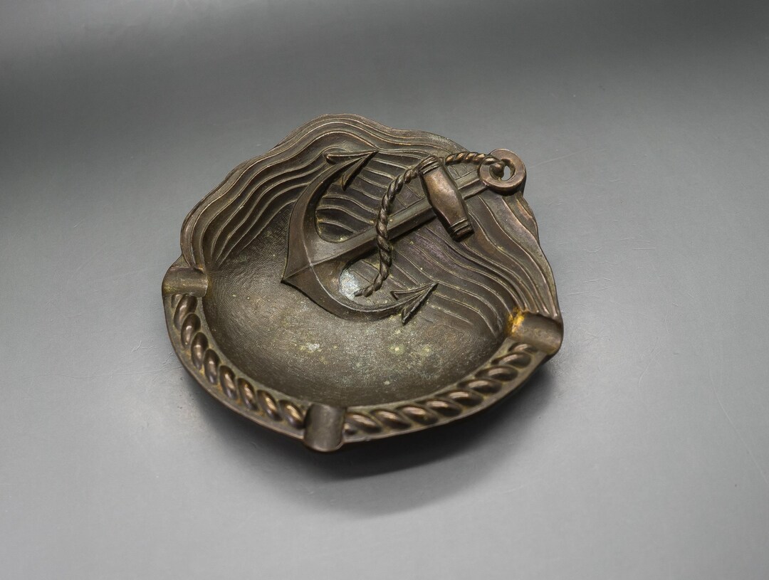 Mid-century Cast Bronze Finish Ships Anchor Ashtray Repurposed Deco ...