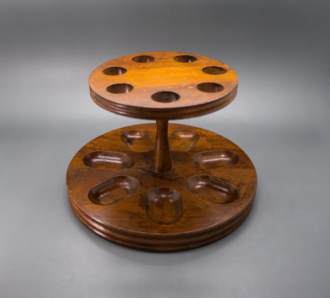 Vintage Decatur Round Walnut Days of the Week Pipe Stand / Rack ...