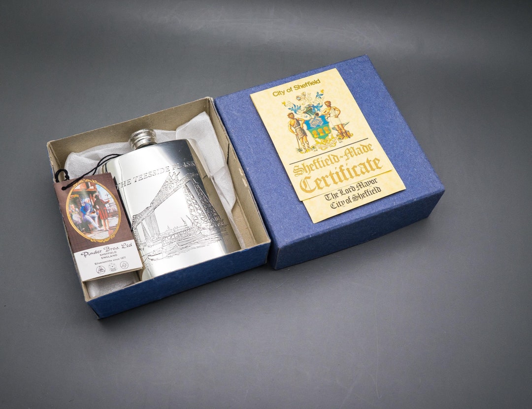 Vintage Pinder Bros Pewter Hip Flask: Sheffield England, Teesside ...