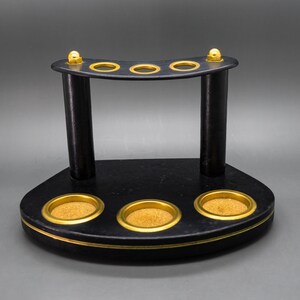 Vintage Dunhill Leather Covered 3-place Pipe Stand Brass Collars Pipe ...