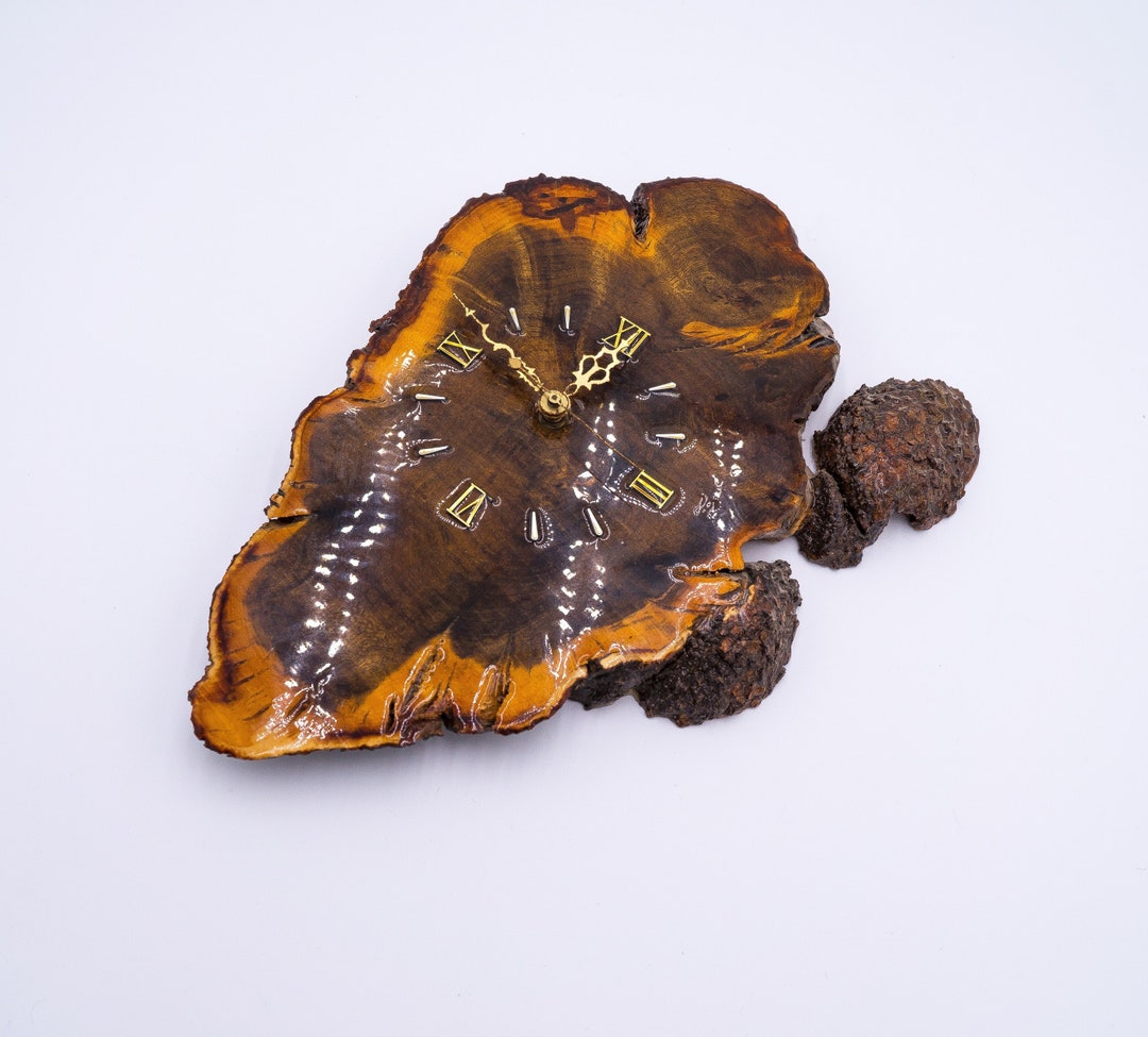 Large Vintage Burl Wood Slab Clock Awesome Aging Perfect Man Cave Item ...