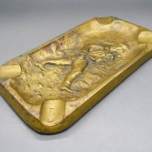 Vintage Early to Mid-century WWII (1939-1945) Cast Brass Ashtray With ...