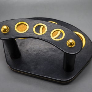 Vintage Dunhill Leather Covered 3-place Pipe Stand Brass Collars Pipe ...