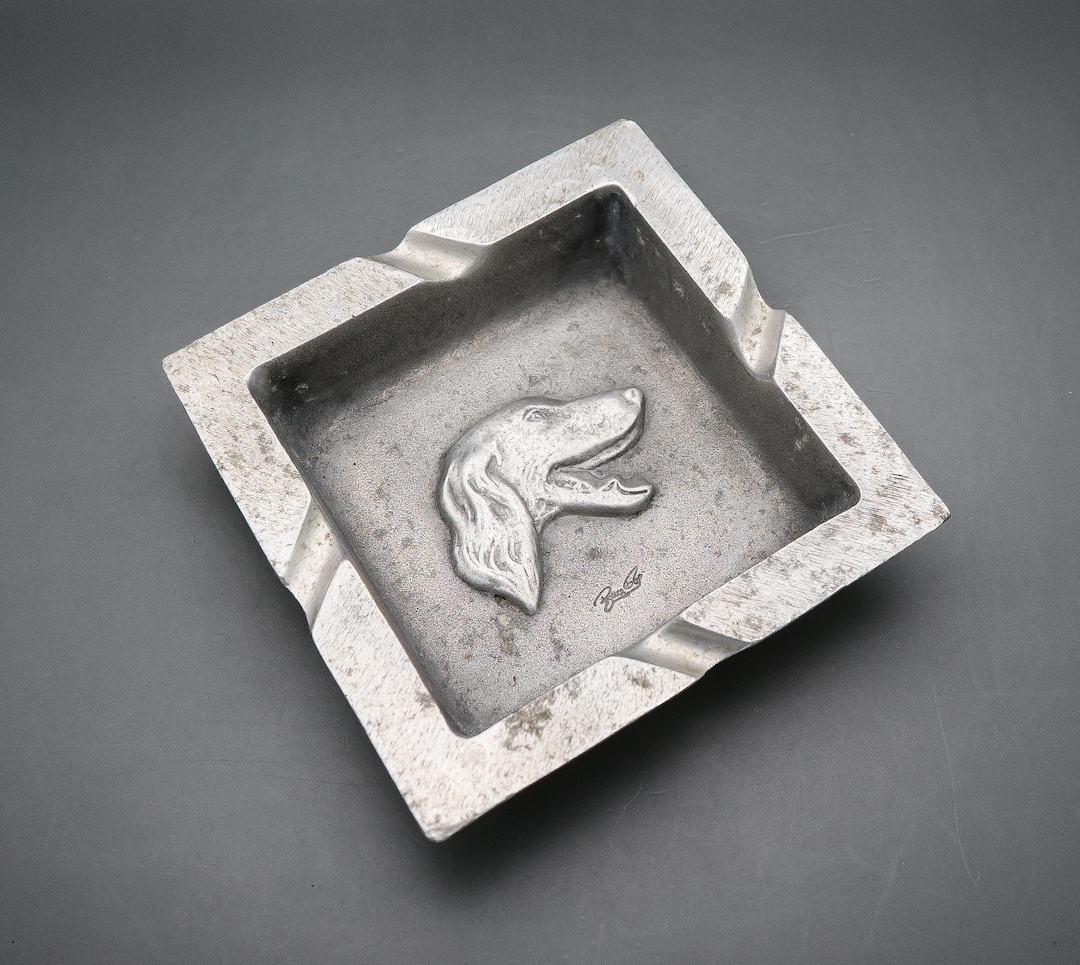 Vintage Cast Pewter Dog Head Ashtray: Pipe/cigar Rest - Etsy