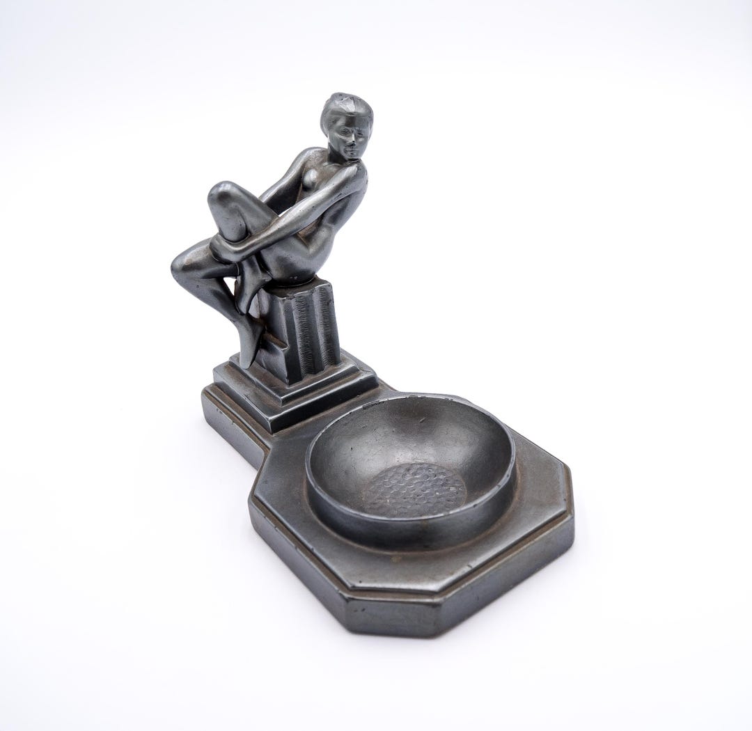 Antique 1920s-1930’s Frankart Hirsch Style Art Deco Nude Woman Ashtray ...
