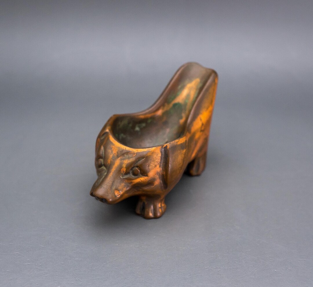Antique Ronson Bronzed Copper Dachshund Single Pipe Estate Stand / Rest ...