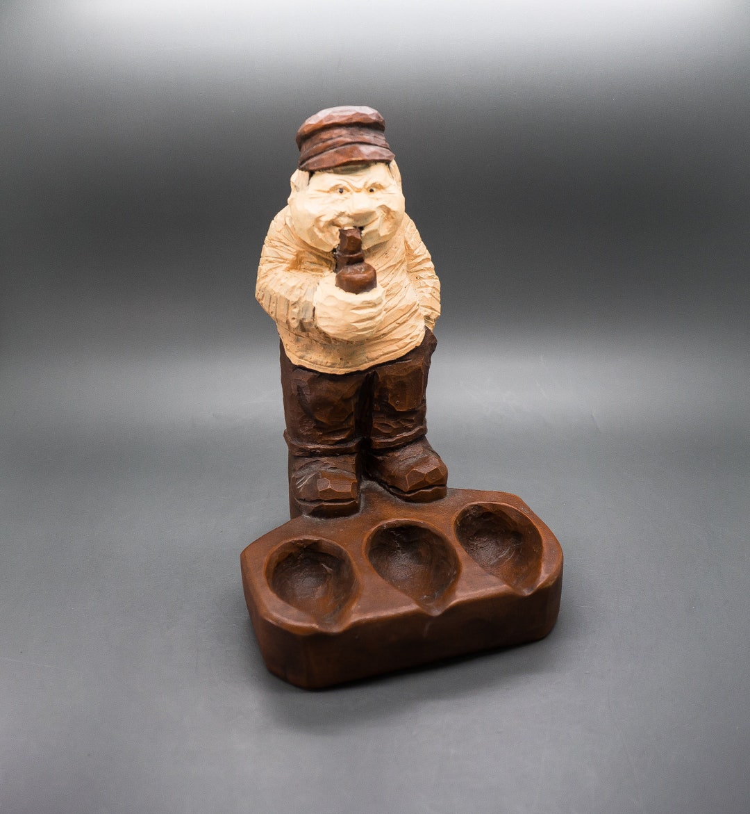 Burwood Carved Resin 3 Place Guy Smoking Pipe Pipe Stand /pipe Rest ...