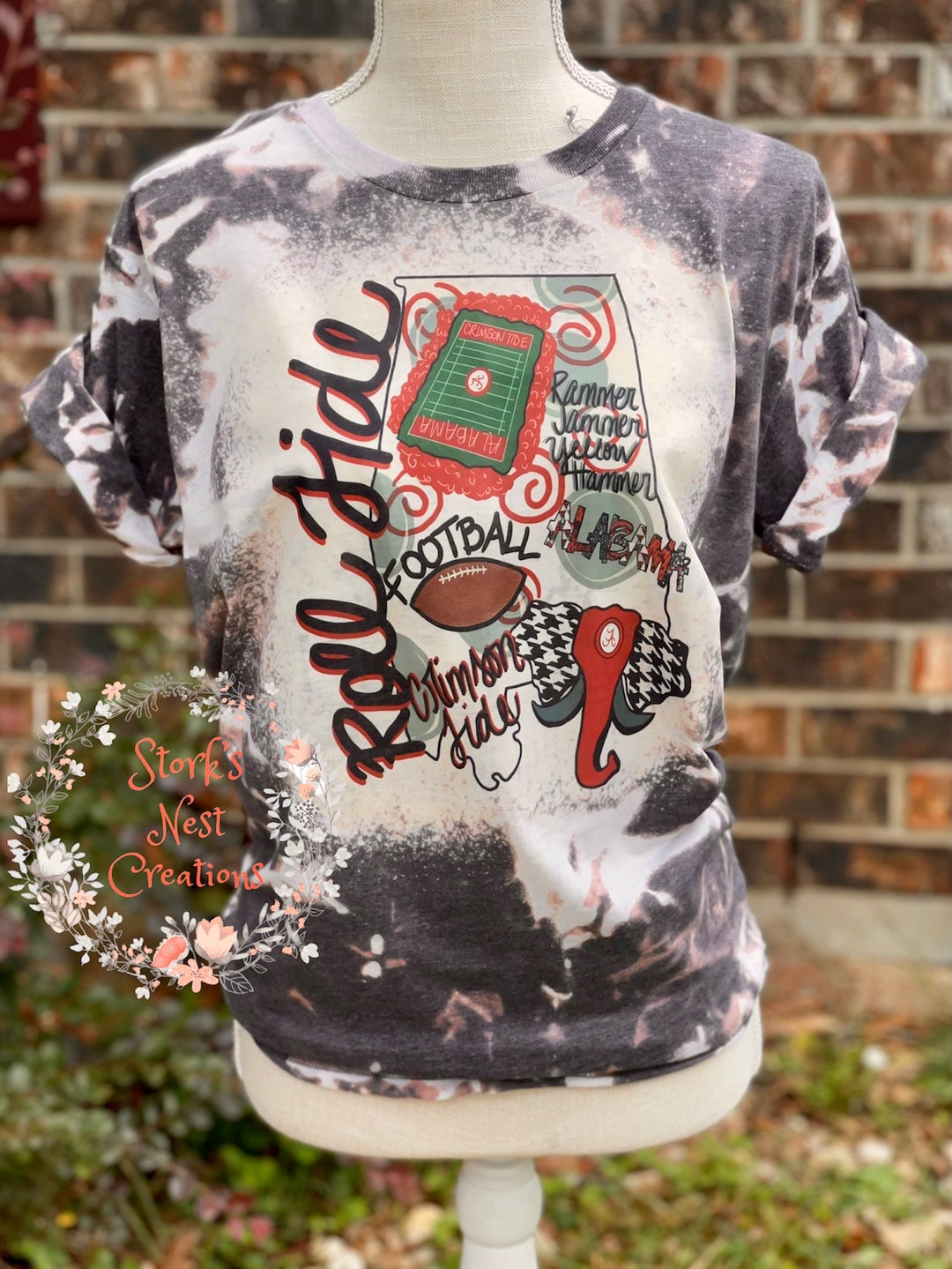 ALABAMA Bleached Shirt / College Football Shirt / Custom Shirts / Gift ...