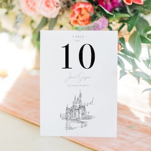 Custom Disney World Castle Table Numbers, Fairytale Wedding, Disney ...