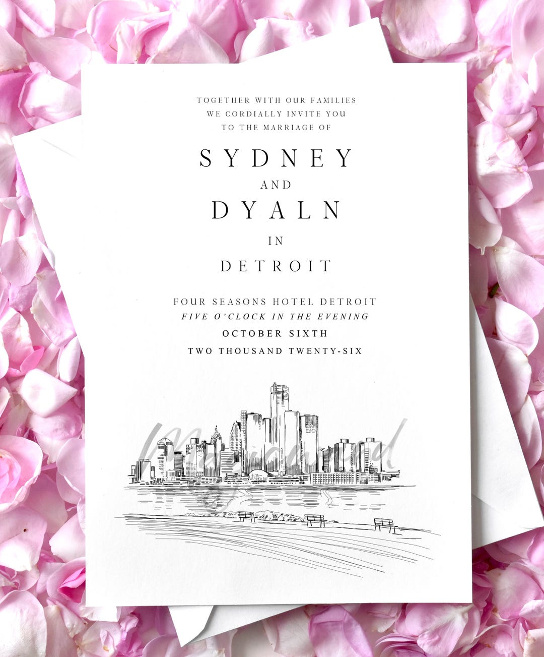 Detroit Skyline Wedding Invitation Package: RSVP Cards Included - Etsy