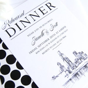 Chicago Skyline Hand Drawn Rehearsal Dinner Invitations set - Etsy